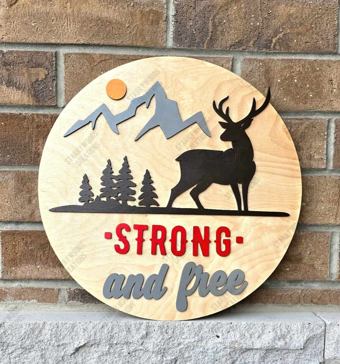 Door Sign – Strong and Free – Crafty Ass Markets